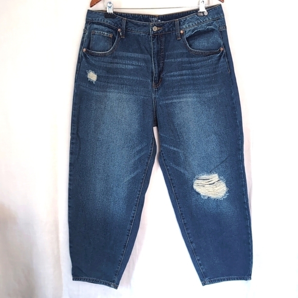Time and Tru | Jeans | Time And Tru High Rise Distressed Wide Taper Leg ...